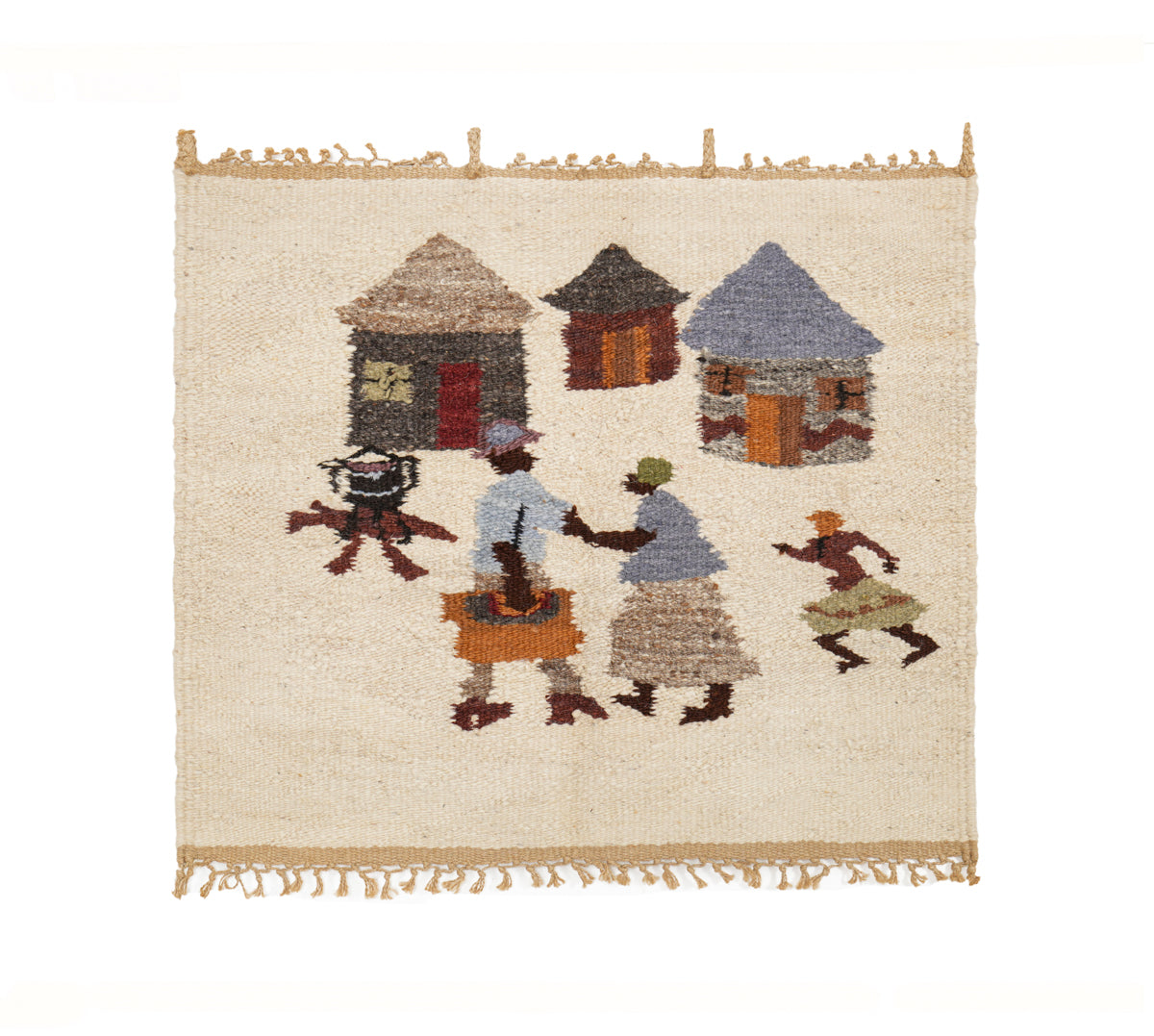 Vintage Lesotho Tapestry Kilim 2'9"x2'5" - Hand-Woven African Textile